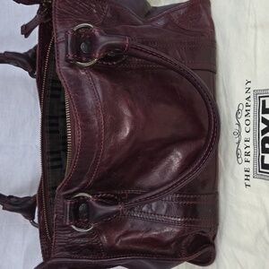 Frye | Bags | Frye Wine Burgundy Hard Leather Handbag Shoulder Strap ...